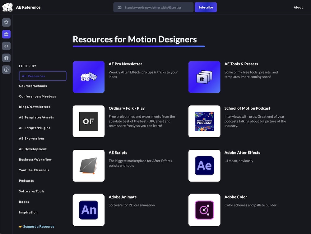 AEReference - Resources for Motion Designers